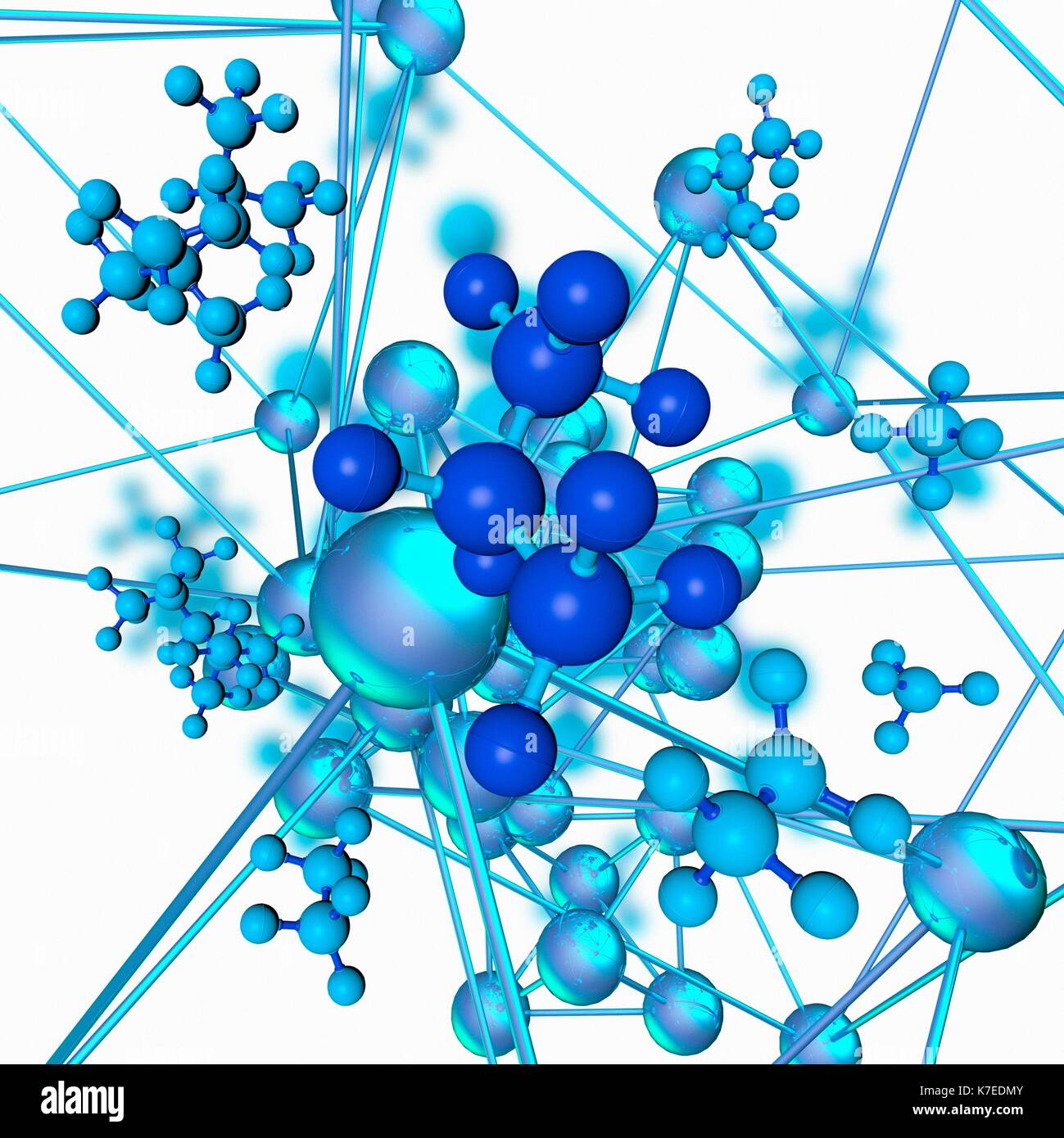 Blue molecules, illustration Stock Photo - Alamy