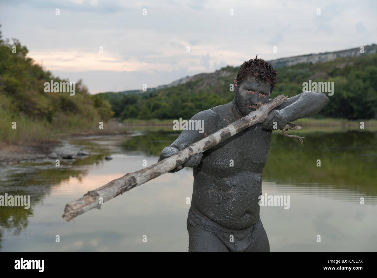 Man Mud Bath Game Spa Gun Fun Resort Stock Photo - Alamy