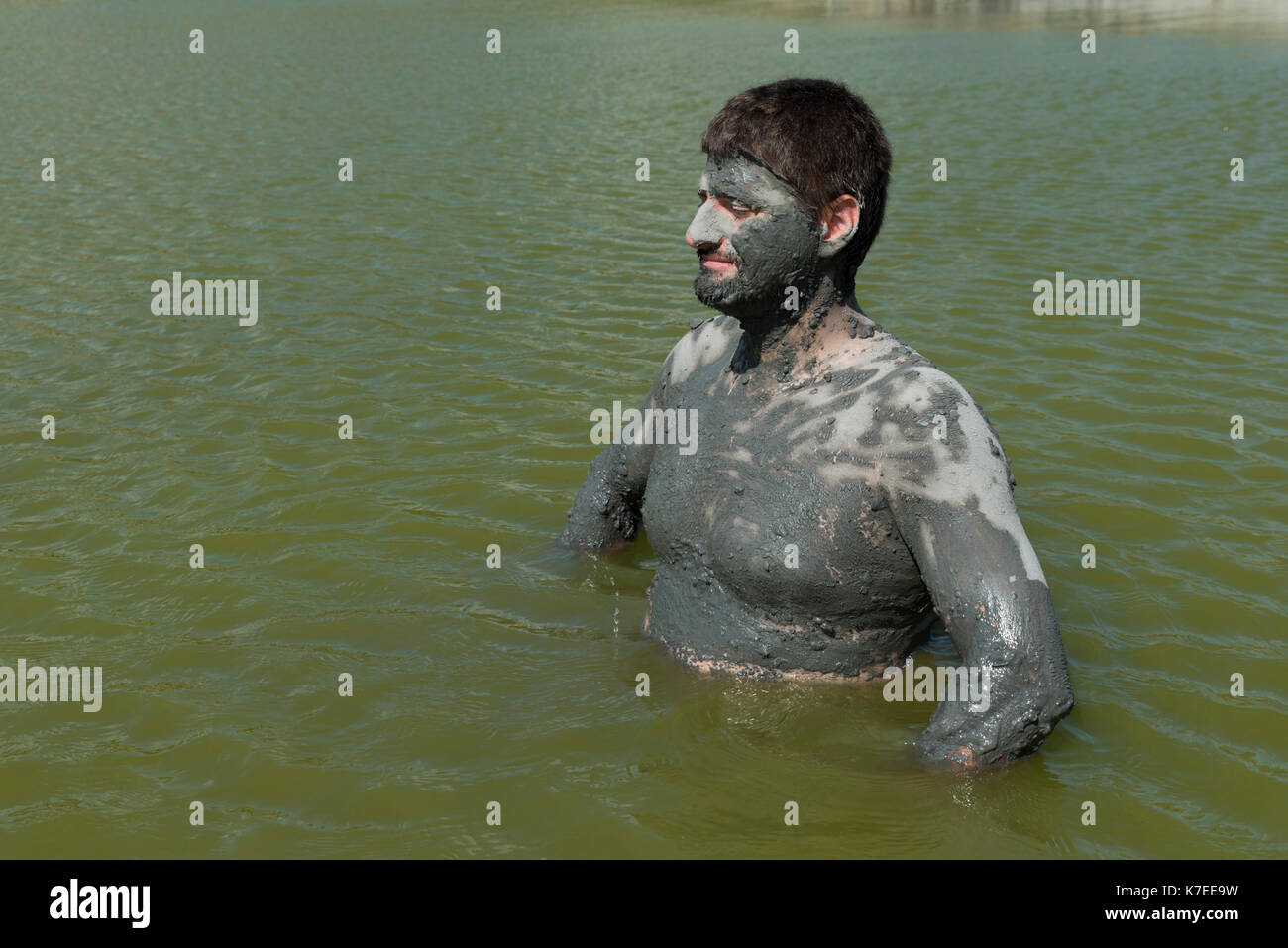 Spa Salt Lake Mud Man Water Stock Photo - Alamy