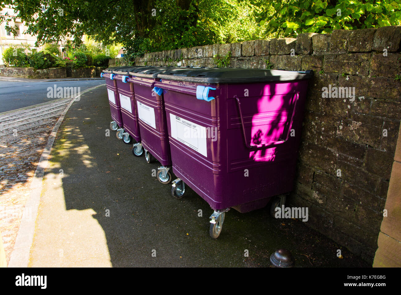 waste bins outside egremont castle west cumbria at egremont crab fair ...