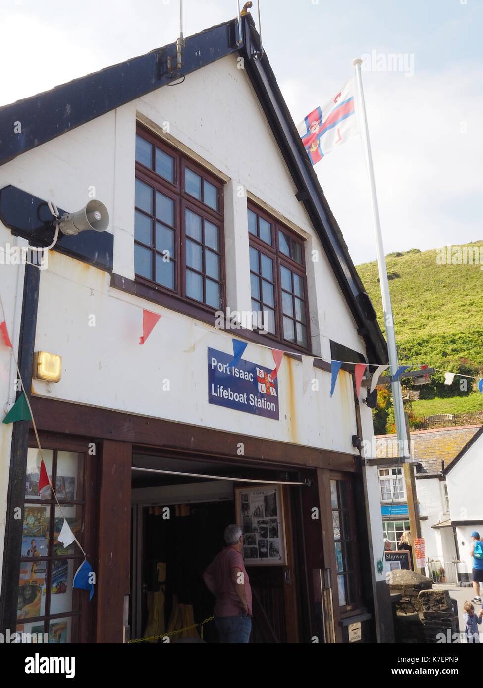 The RNLI Lifeboat Building and Interior at Port Isaac, Cornwall in ...