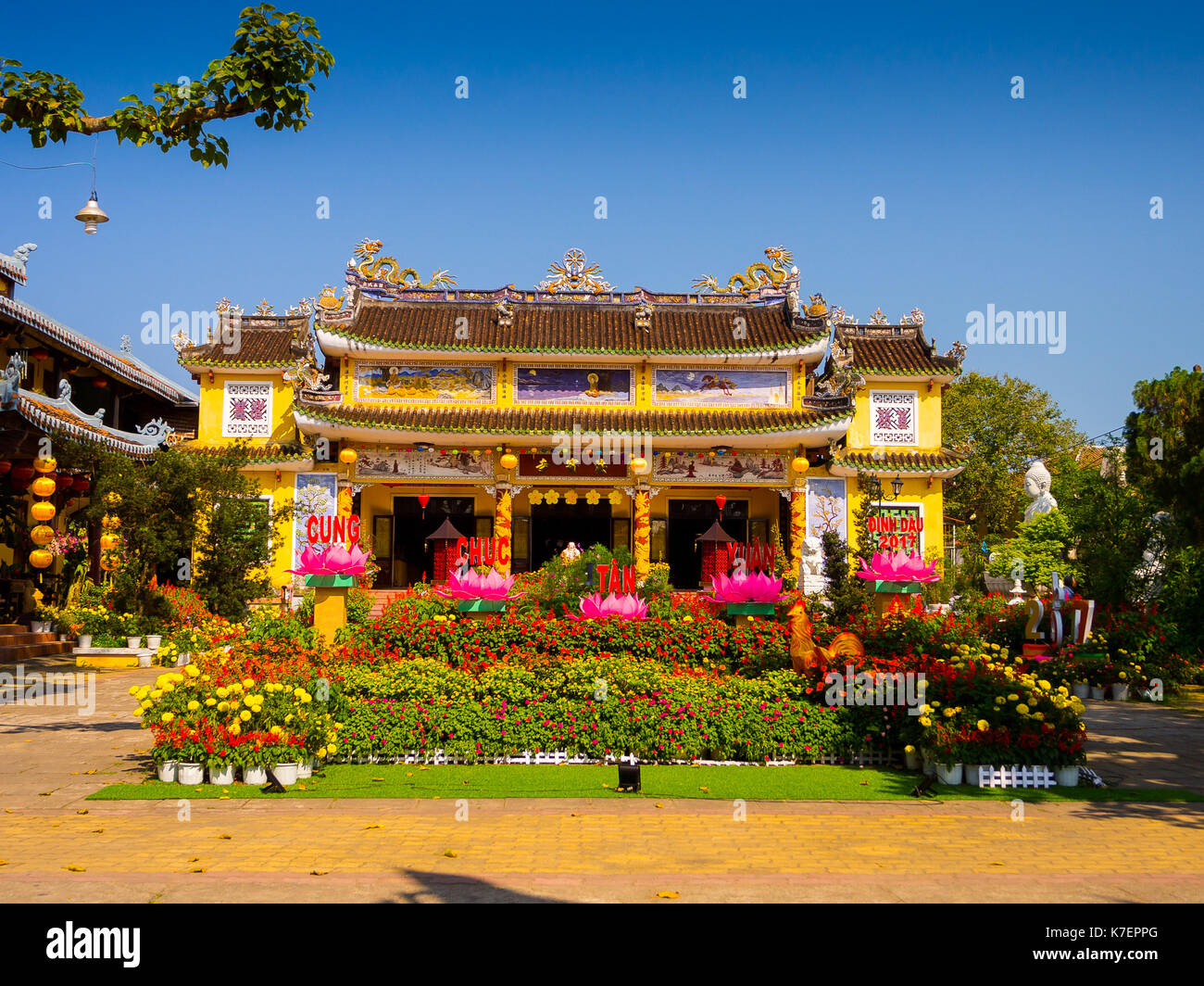 HOIAN, VIETNAM, SEPTEMBER, 04 2017: View of an ancient temple with a ...
