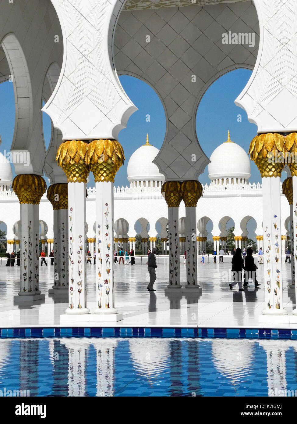External view of passageways and reflecting pools Grand Mosque Abu ...