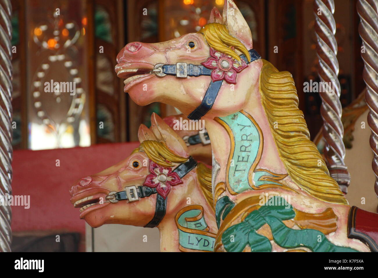 carousel at Brighton beach fun fair ride Stock Photo - Alamy
