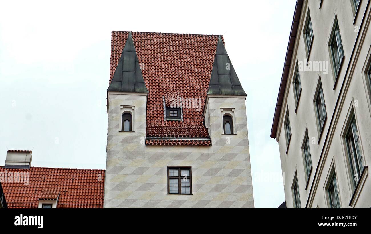 Buildings with details of roofing in Munich, Germany Stock Photo - Alamy