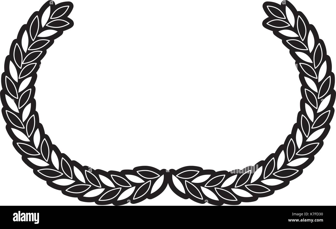 arch of leaves in medium shape in monochrome silhouette Stock Vector ...
