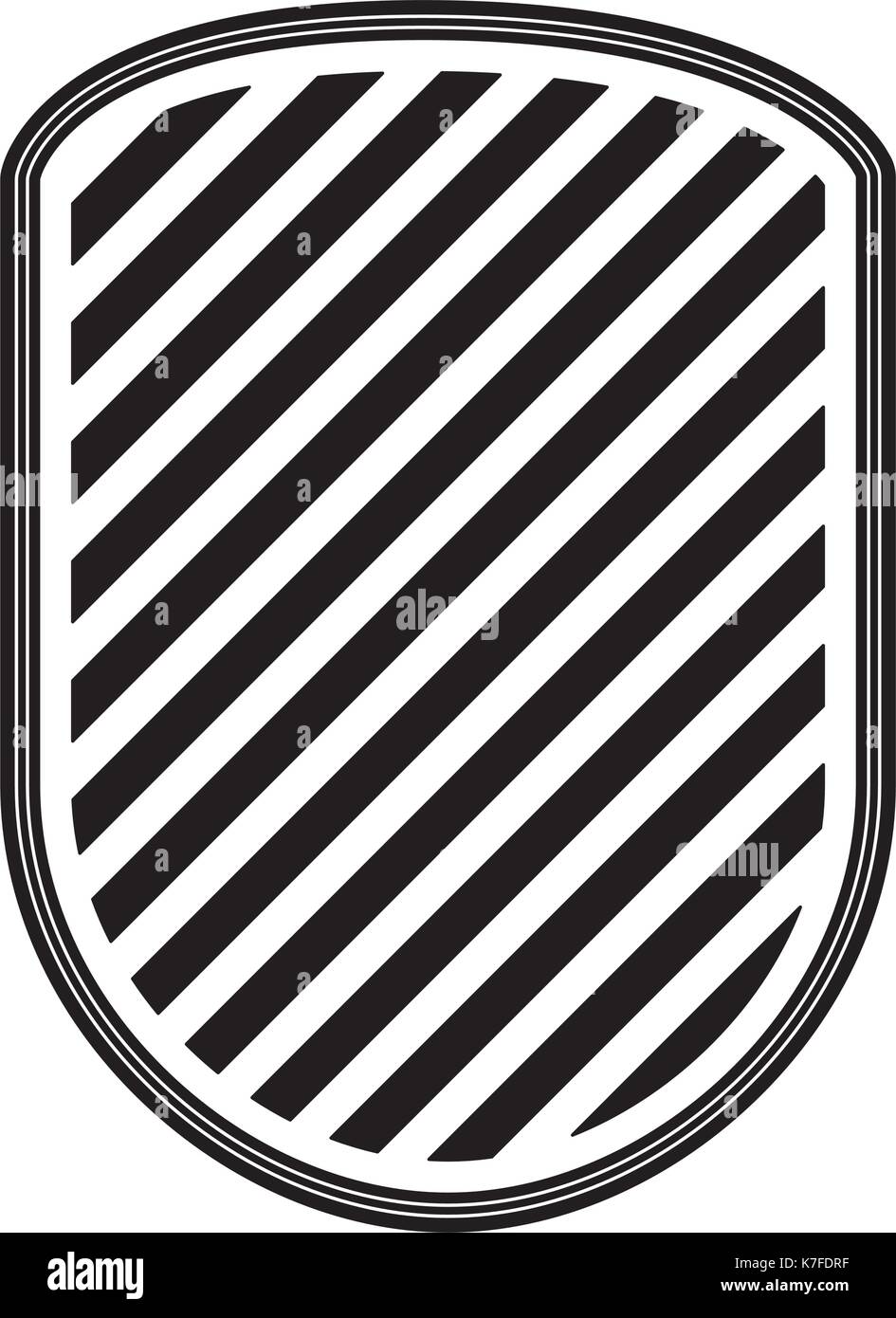 rounded shield with striped in monochrome silhouette Stock Vector Image ...