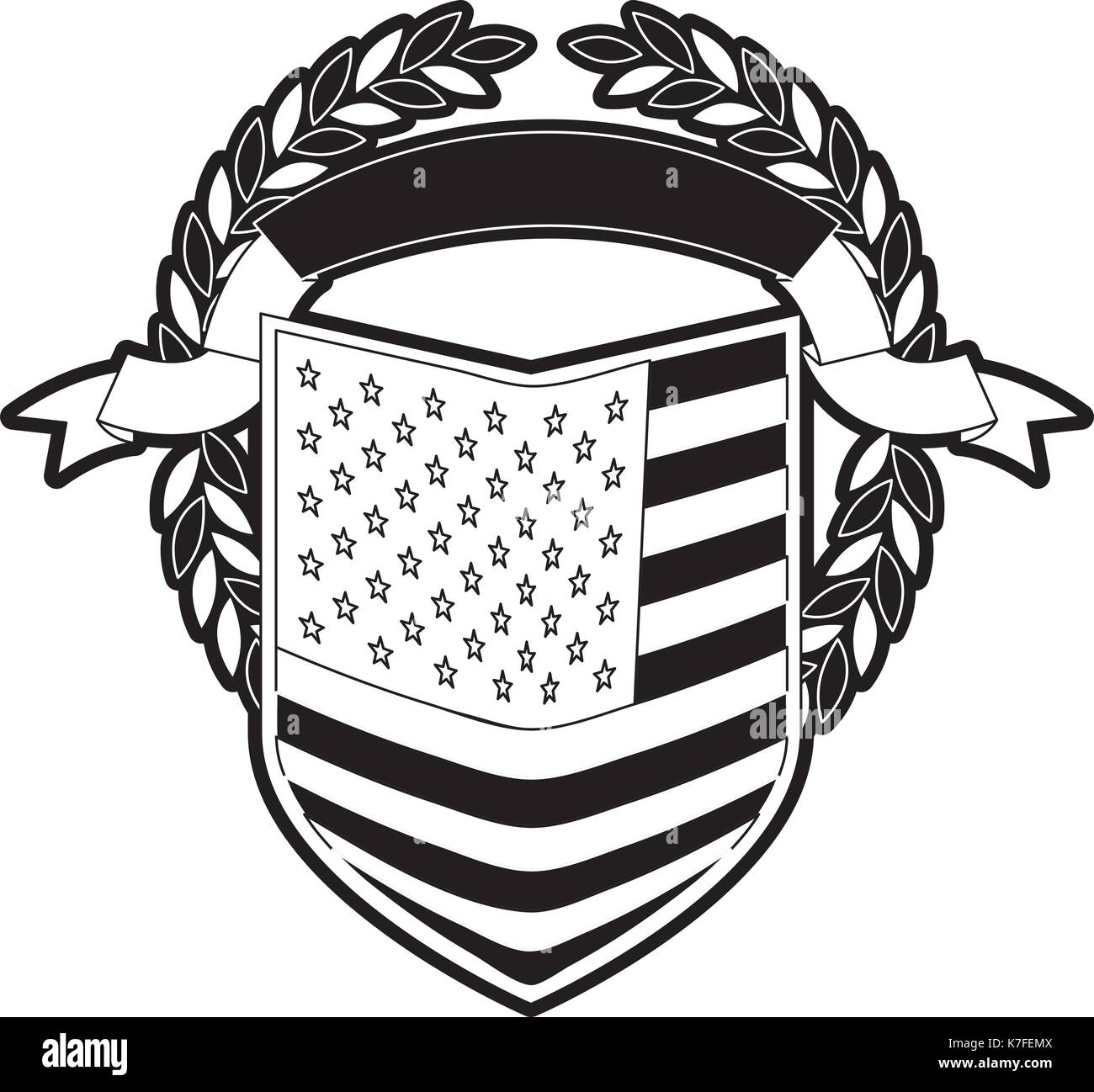 united states flag in shield inside with circular olive branch edge and ...