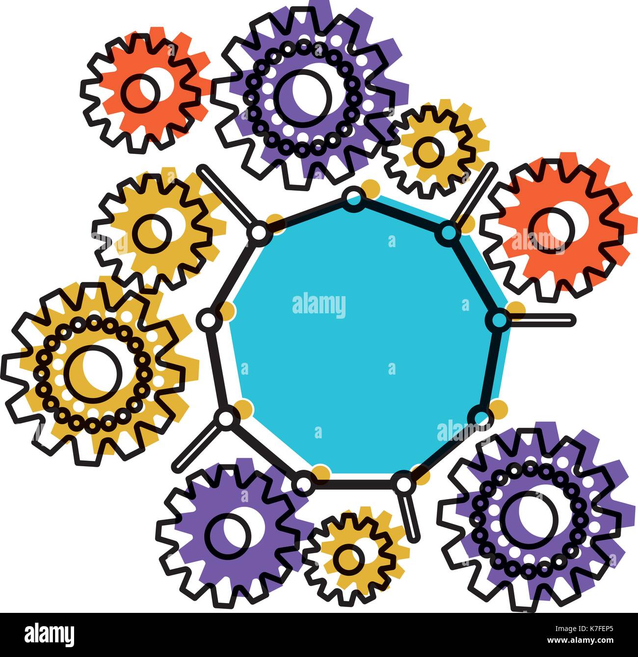 set gear machinery in watercolor silhouette Stock Vector Image & Art ...