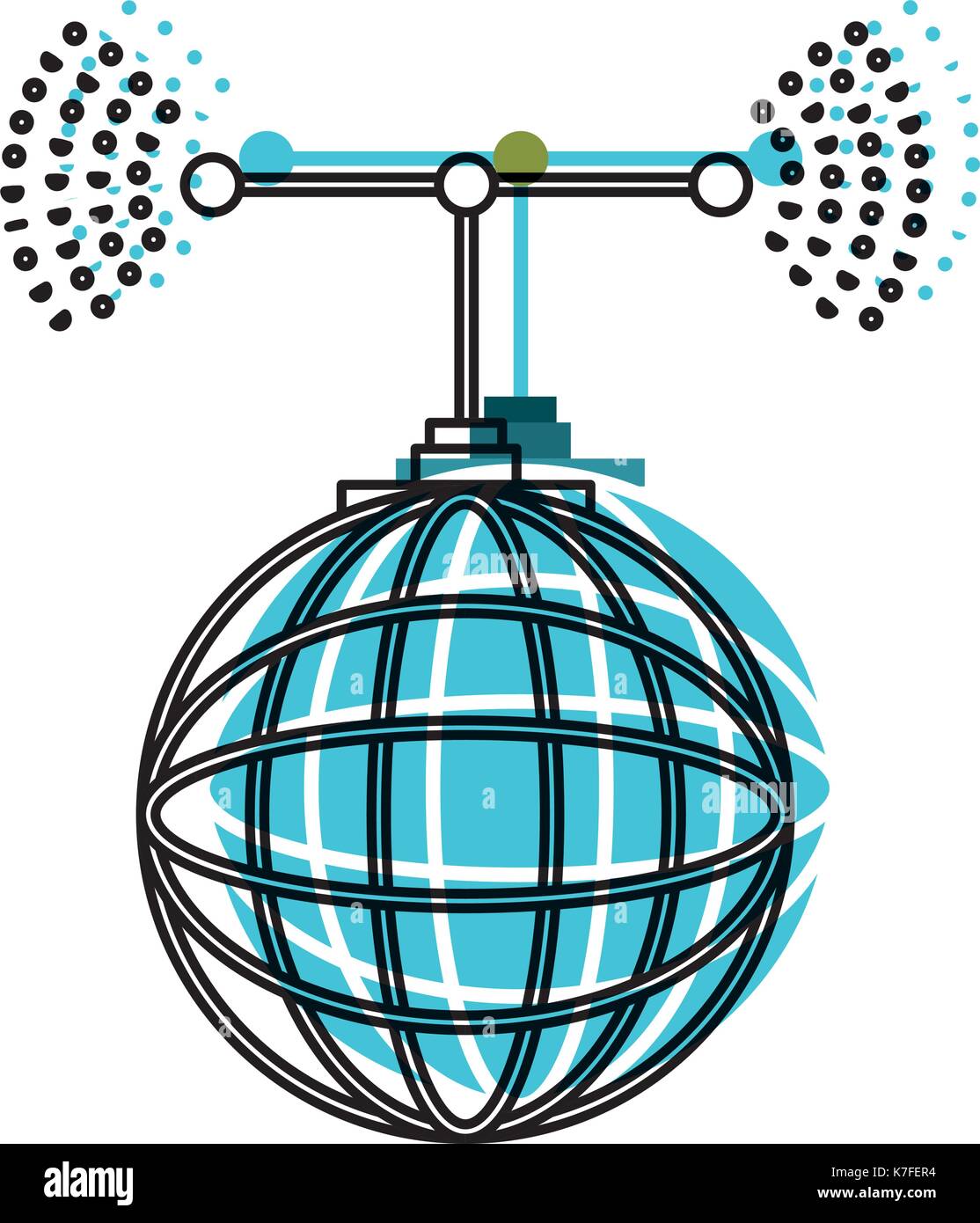 global grid map with antenna in watercolor silhouette Stock Vector ...