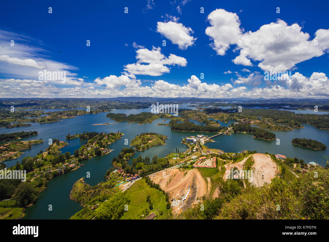 View from El Penon del Piedra, The rock of Guatape, Colombia Stock ...