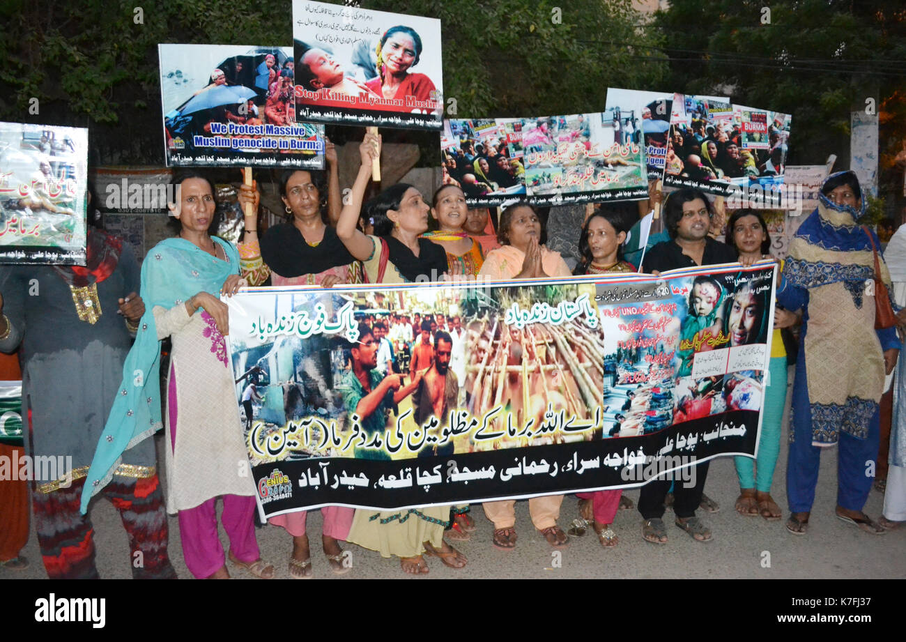 Hyderabad, Pakistan. 15th Sep, 2017. Eunuchs shouts during the protest ...
