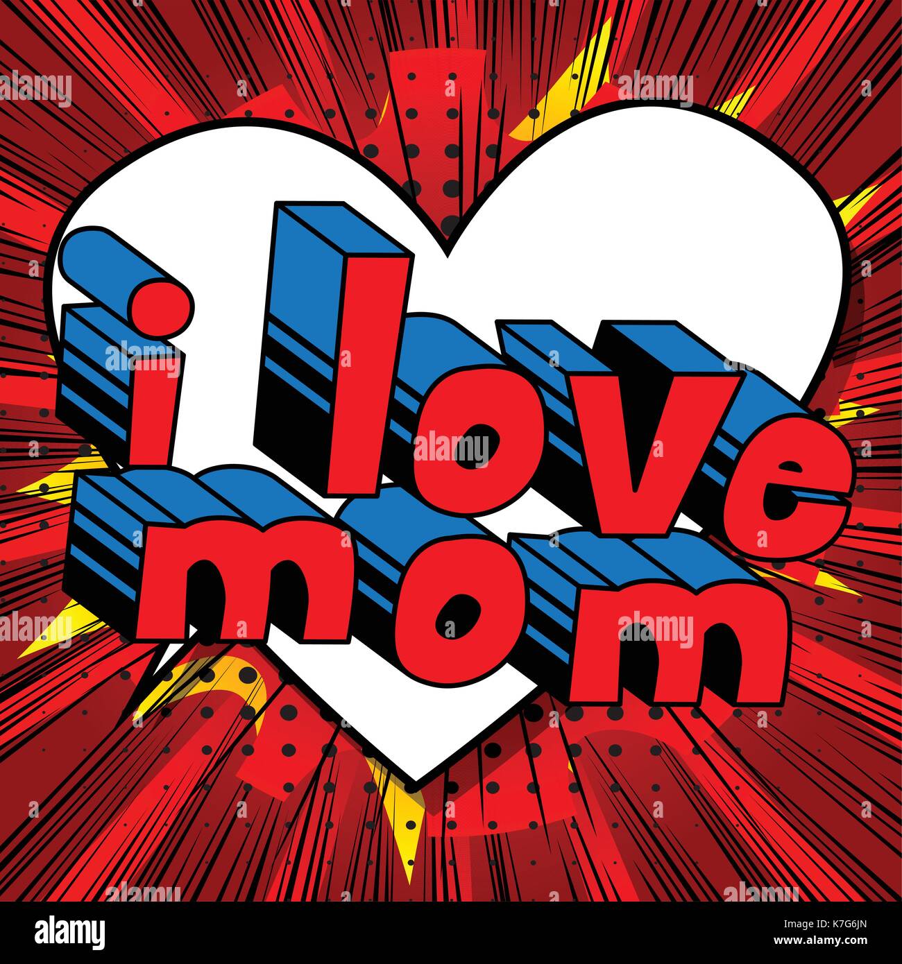 I Love Mom - Comic book style word on abstract background Stock Vector ...