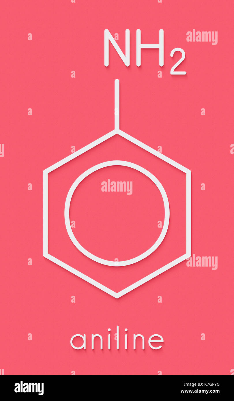 Aniline (phenylamine, aminobenzene) molecule. Skeletal formula Stock ...