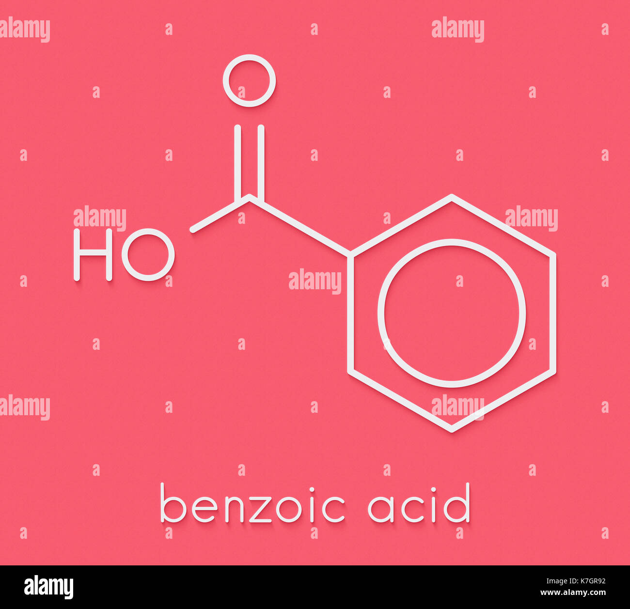 Benzoic acid molecule. Benzoate salts are used as food preservatives ...