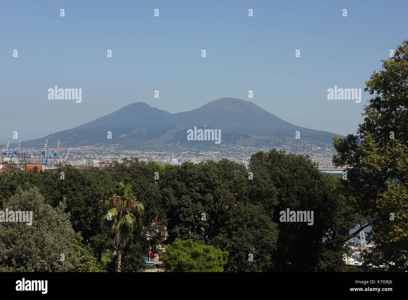 Naples, Italy, August 10 2014: Landscape view of the Vesuvio. Mount ...