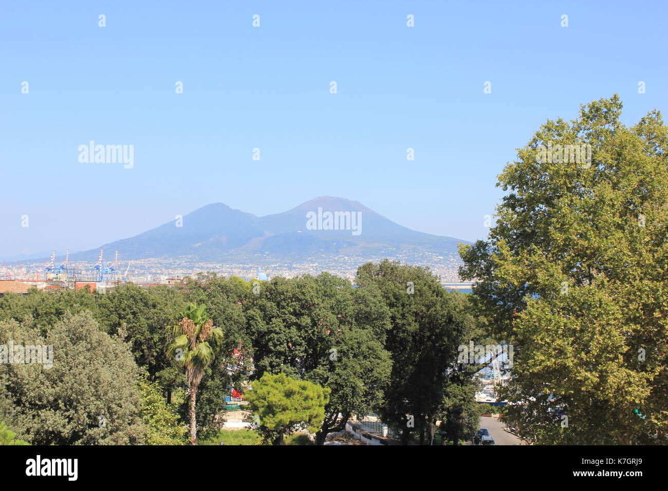 Naples, Italy, August 10 2014: Landscape view of the Vesuvio. Mount ...