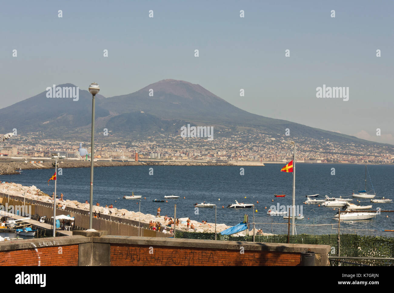 Naples, Italy, August 10 2014: Landscape view of the Vesuvio. Mount ...