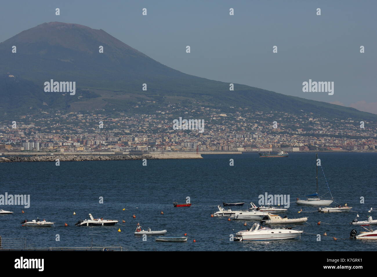 Naples, Italy, August 10 2014: Landscape view of the Vesuvio. Mount ...