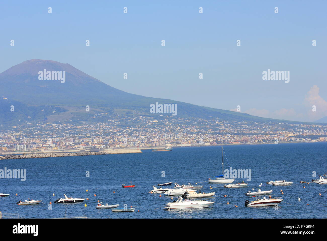 Naples, Italy, August 10 2014: Landscape view of the Vesuvio. Mount ...