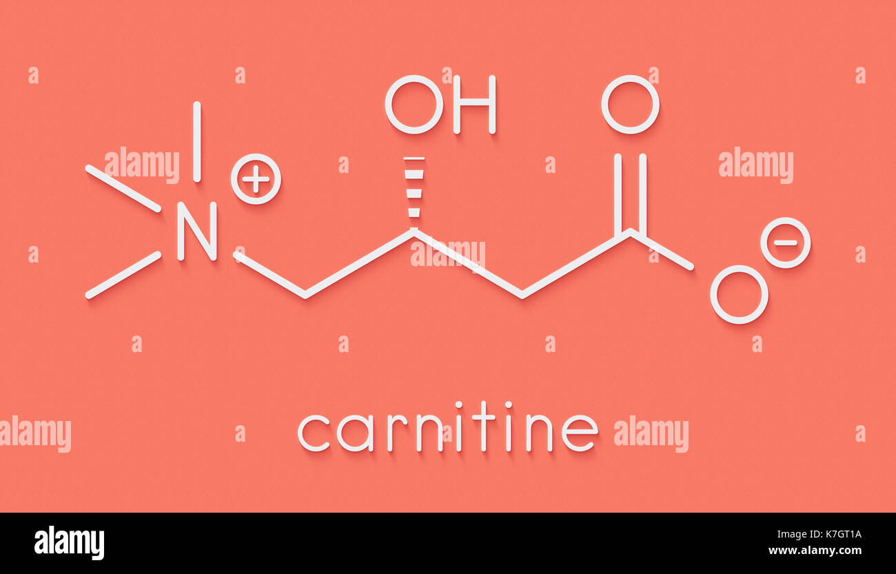 Carnitine food supplement molecule, chemical structure Skeletal formula ...