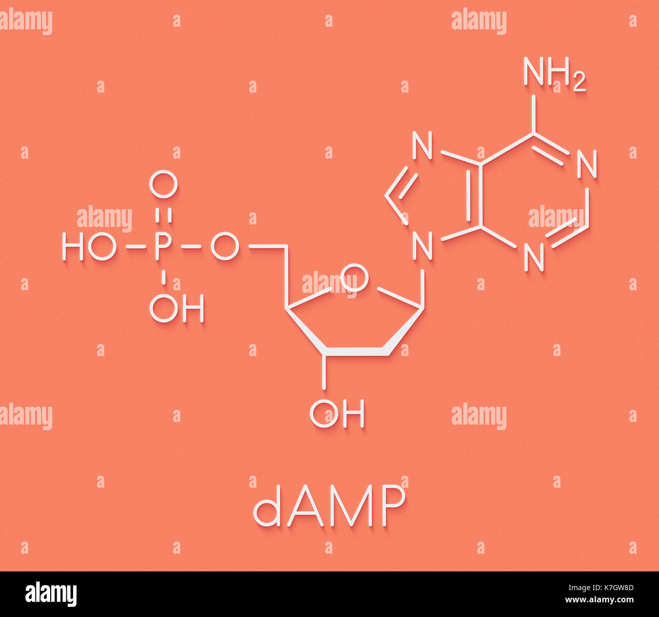 Deoxyadenosine Monophosphate Damp Nucleotide Molecule Dna Building Block Skeletal Formula