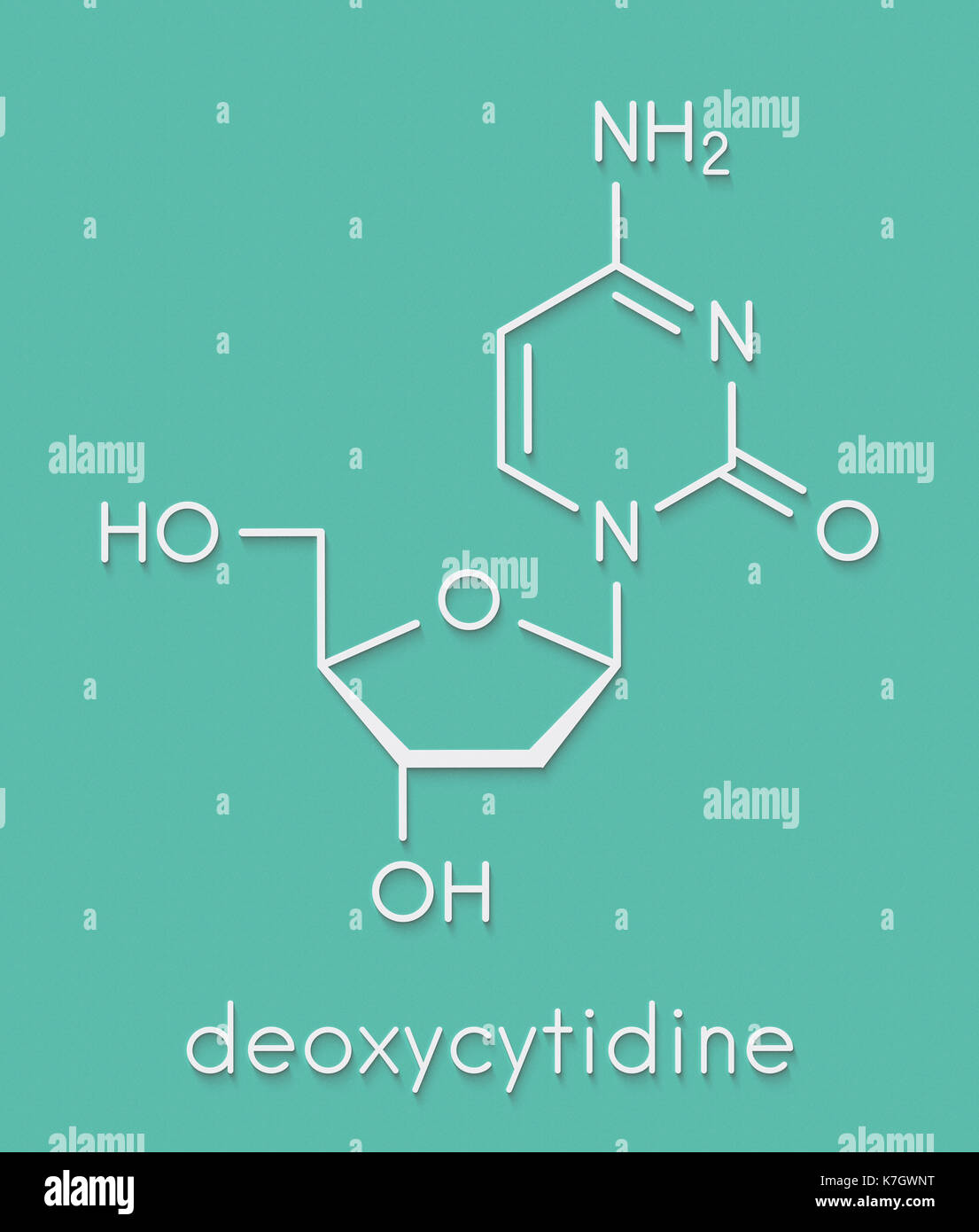 Deoxycytidine (dC) nucleoside molecule. DNA building block. Skeletal ...