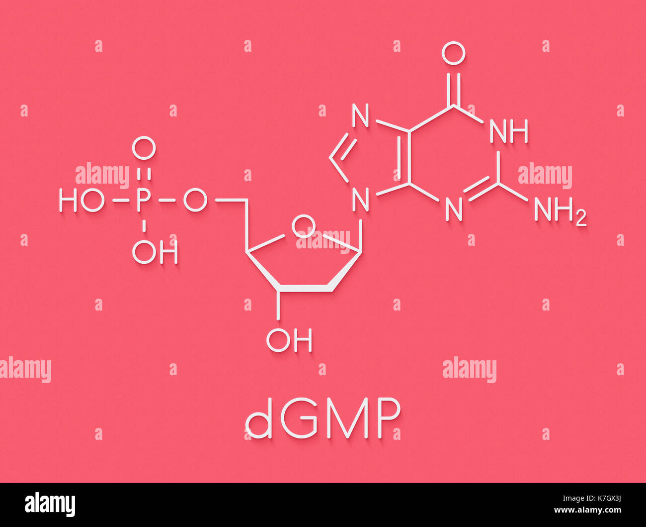 Deoxyguanosine monophosphate (dGMP) nucleotide molecule. DNA building ...