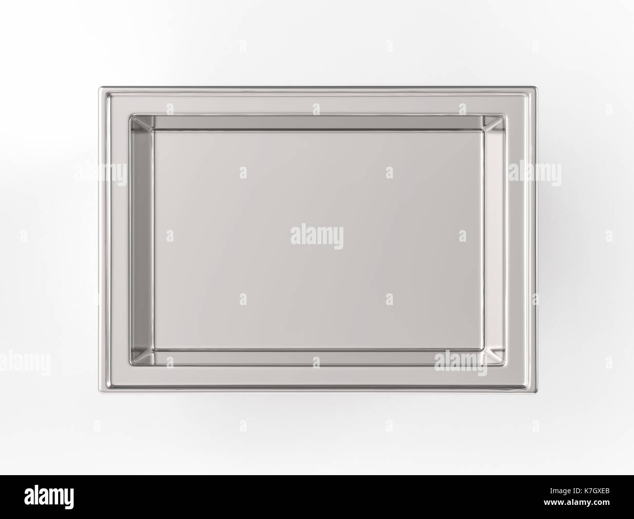 3d rendering stainless steel tray on white background Stock Photo - Alamy
