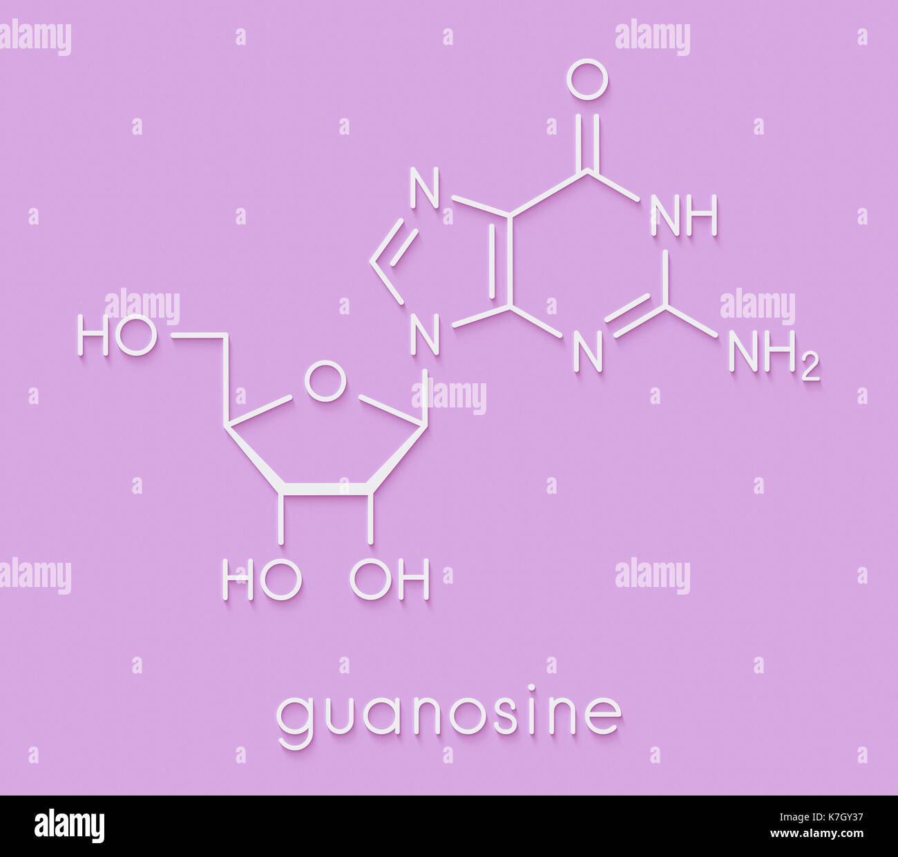 Guanosine purine nucleoside molecule. Important component of GTP, GDP ...