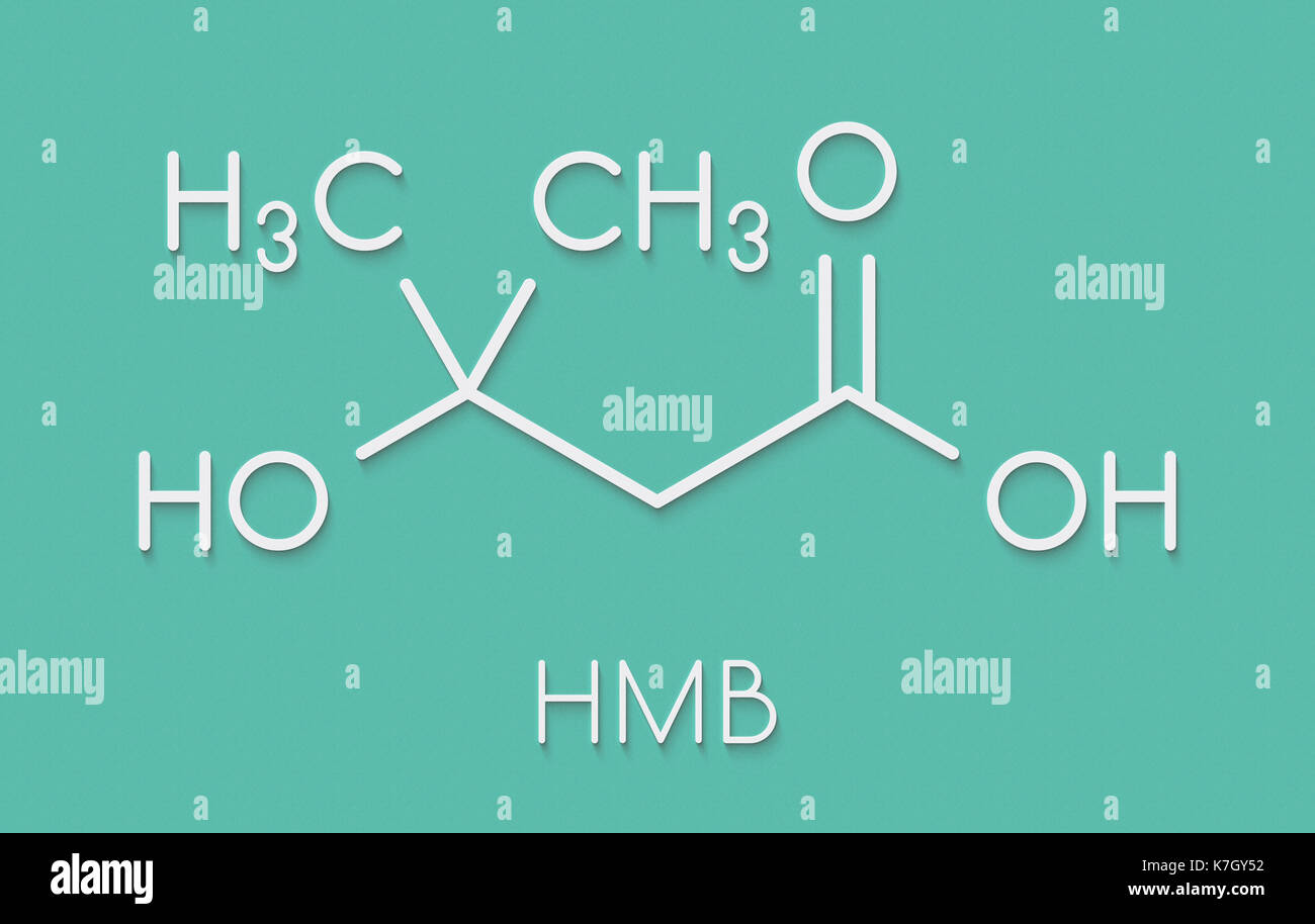 Beta-hydroxy beta-methylbutyric acid (HMB) leucine metabolite molecule ...