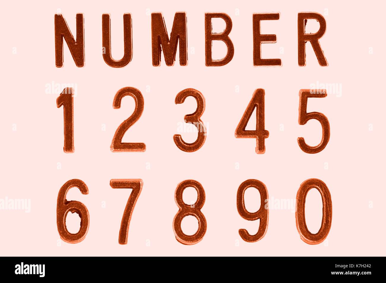 Copper Font Number 1 to 0, Retro style font face or Font type Stock ...