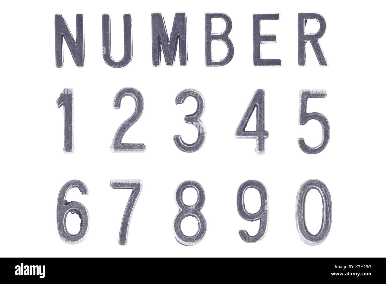Silver Font Number 1 to 0, Retro style font face or Font type Stock ...