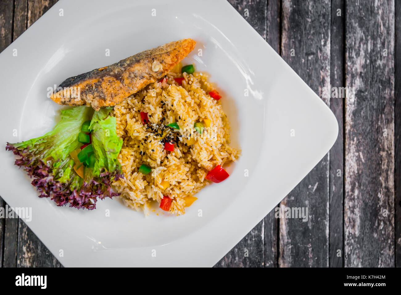 Clean food healthy food fried rice cooks with vegetable sesame and ...