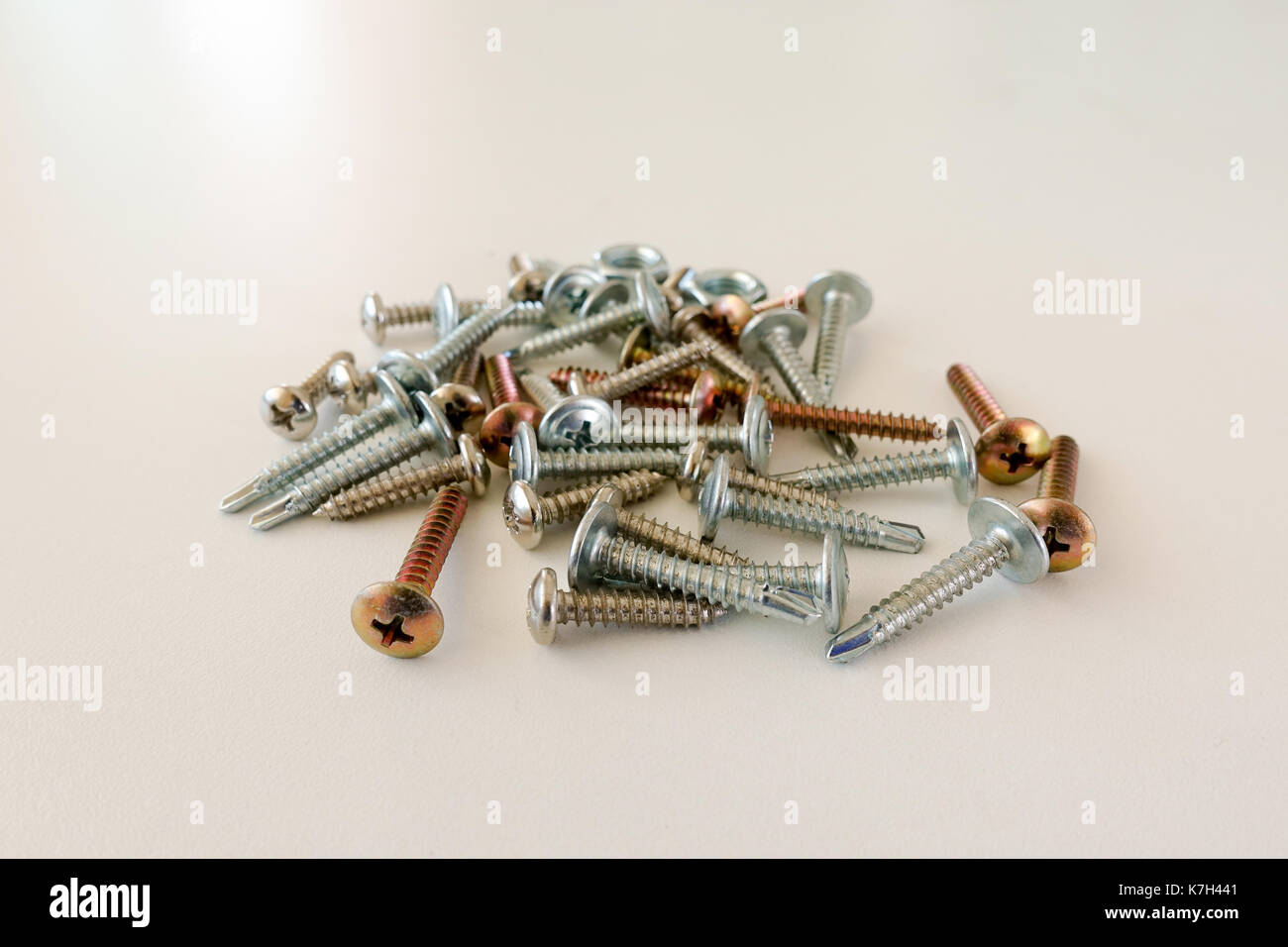 Closeup top view screws hi-res stock photography and images - Alamy