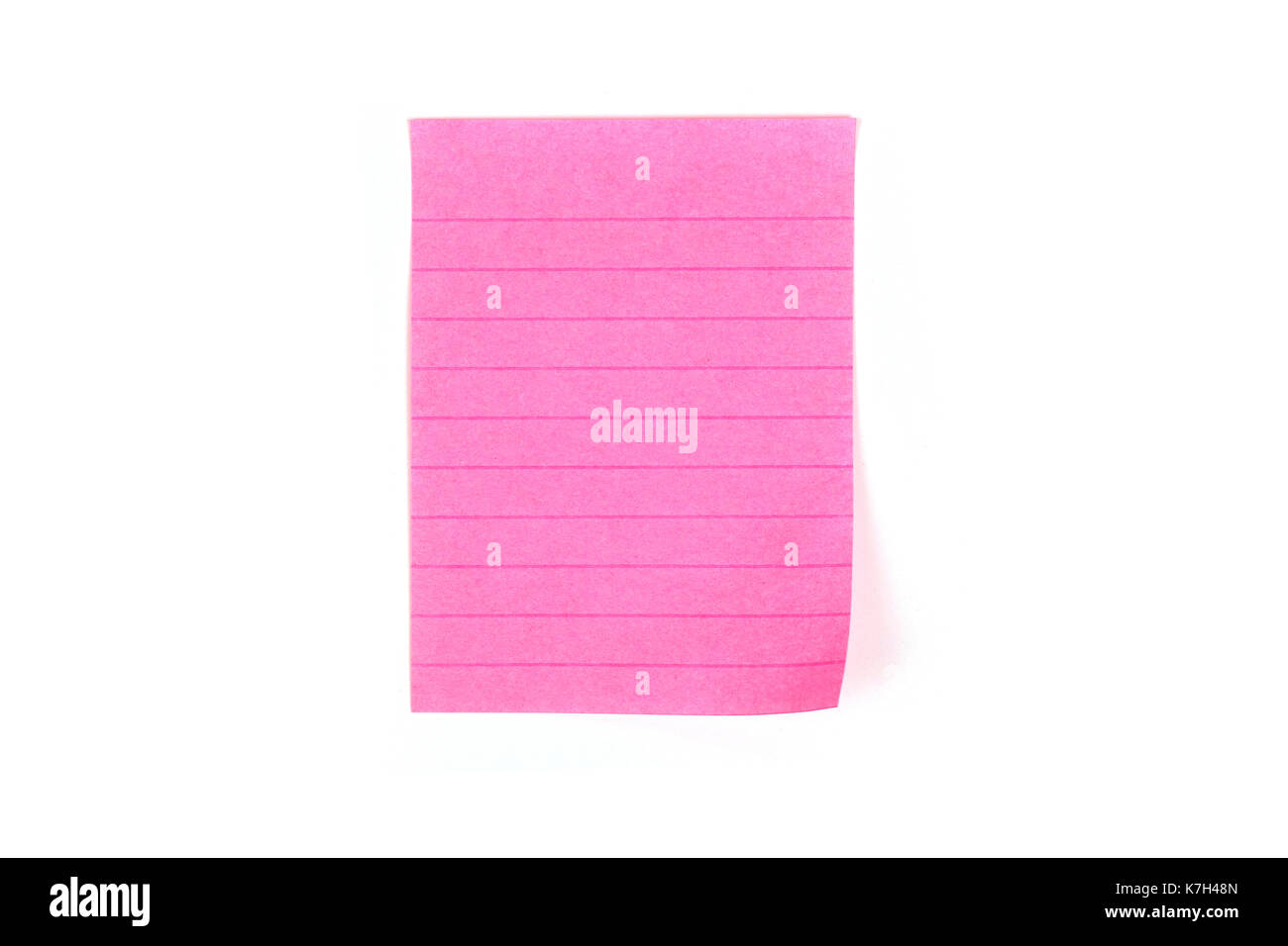 Blank pink post note paper sticker with line on a white background ...