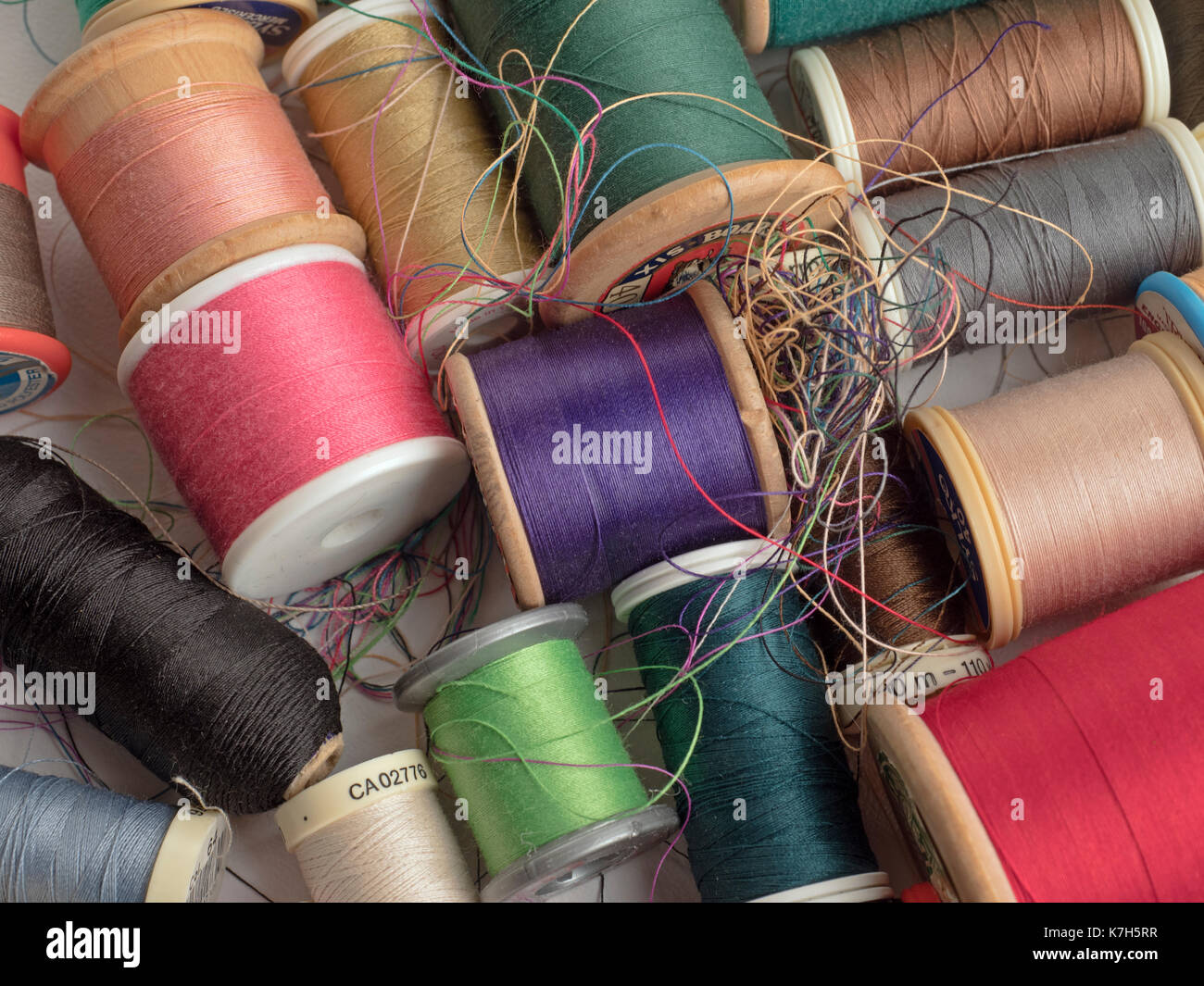 cotton reels and dress making materials Stock Photo - Alamy