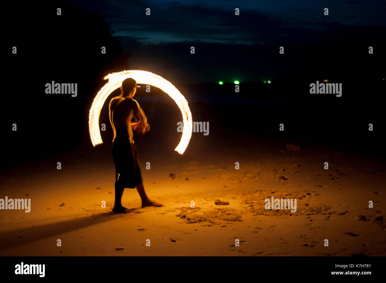 Fire Performer on the beach, Thailand Stock Photo - Alamy