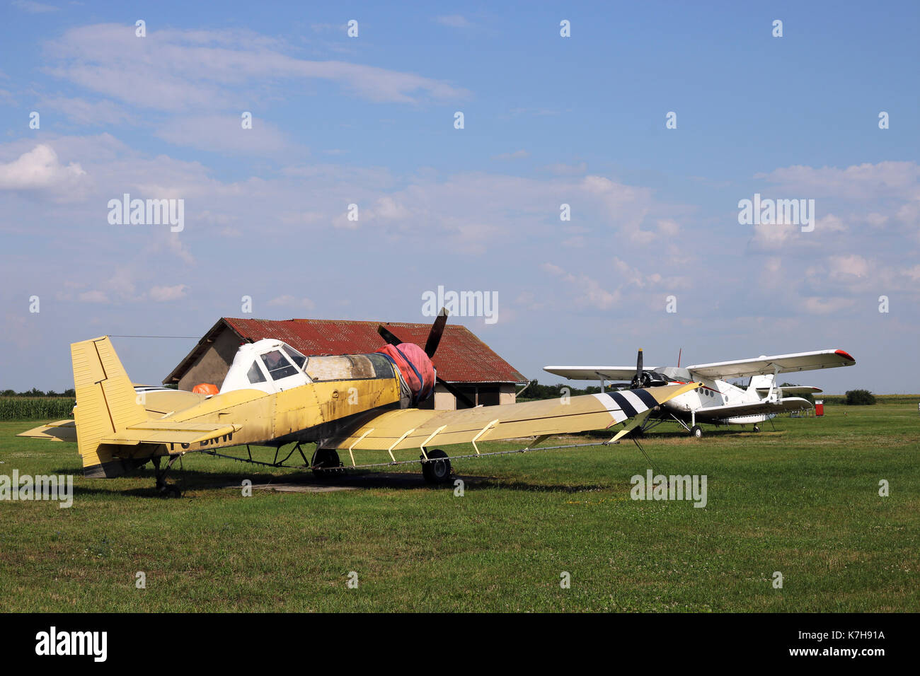 crop duster airplanes on airfield Stock Photo - Alamy