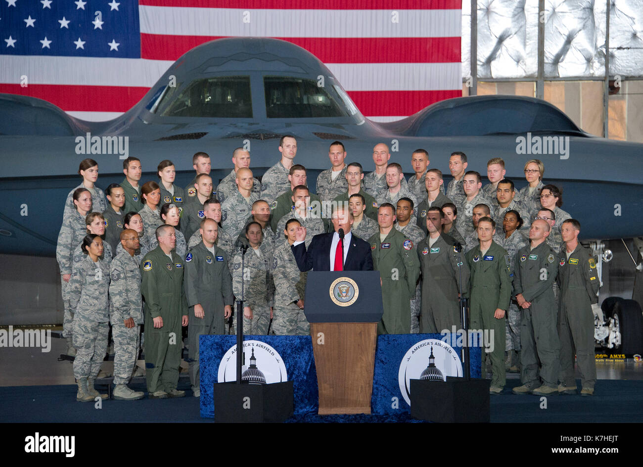 United States President Donald J. Trump delivers remarks to military ...