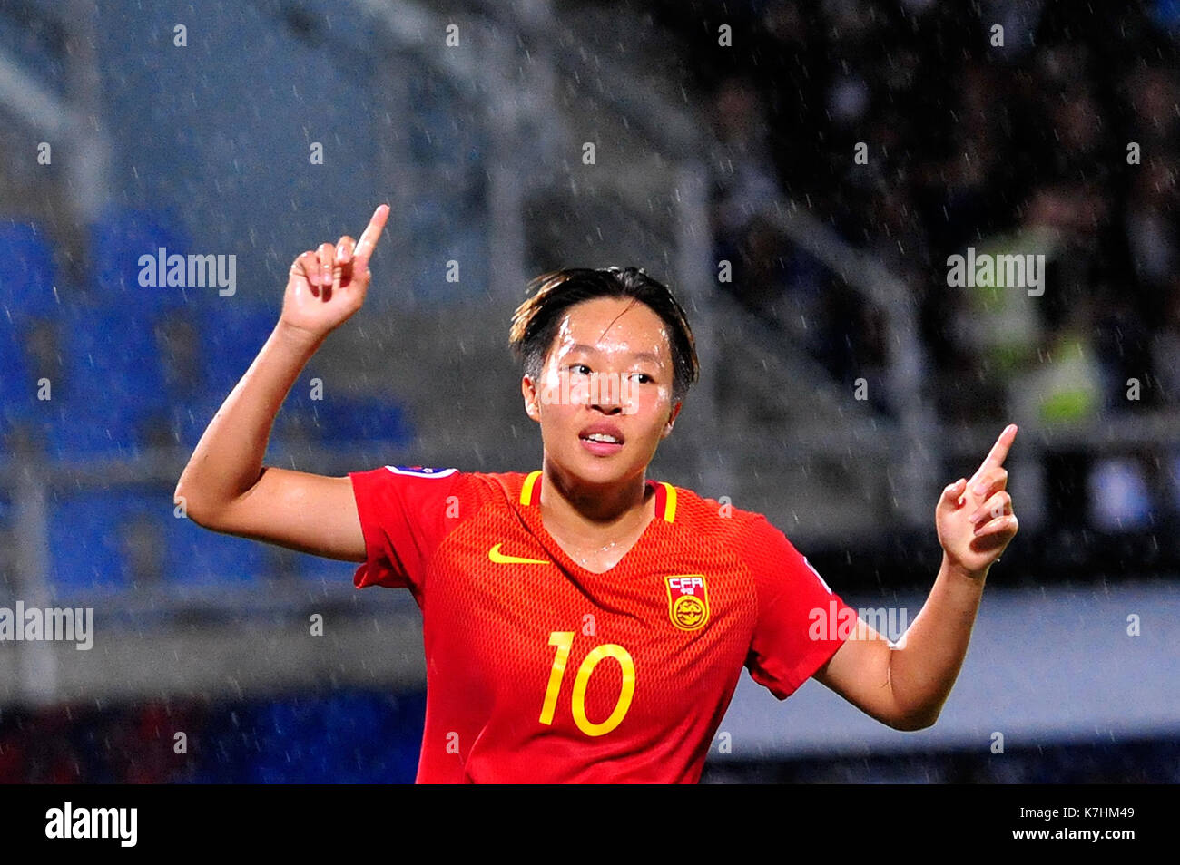 Chonburi, Thainland. 16th Sep, 2017. Tang Han of China celebrates ...