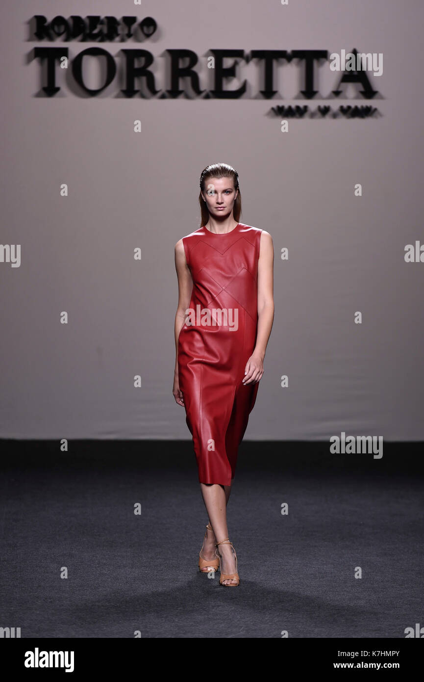 Model wears at collection runway a creation from " Roberto Torretta ...