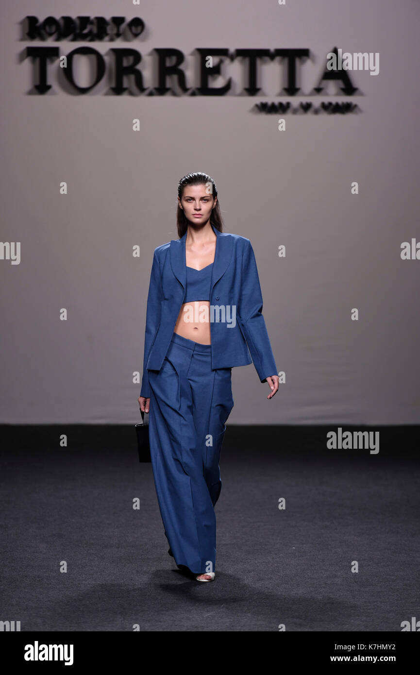 Model wears at collection runway a creation from " Roberto Torretta ...