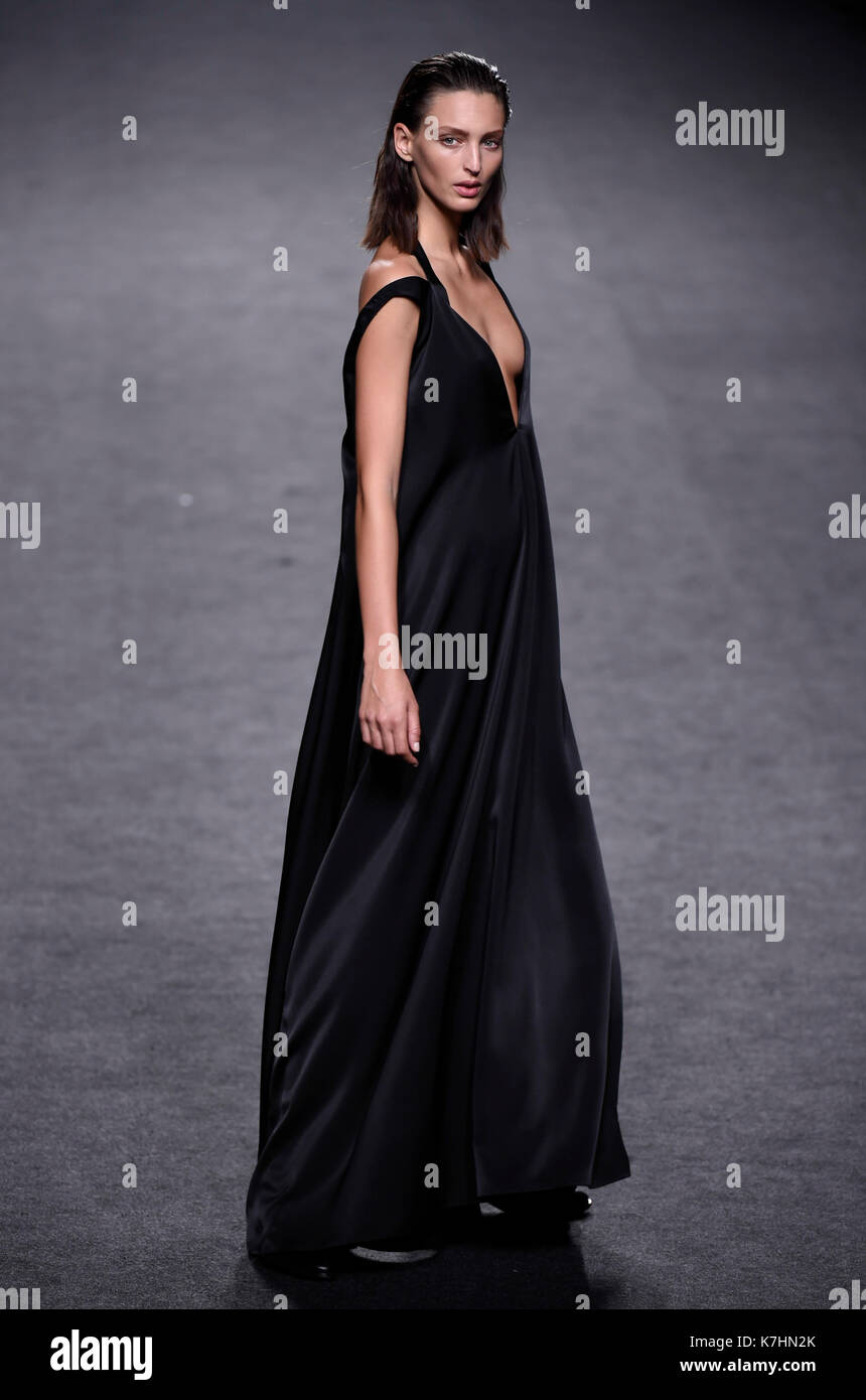 Model wears at collection runway a creation from " Roberto Torretta ...