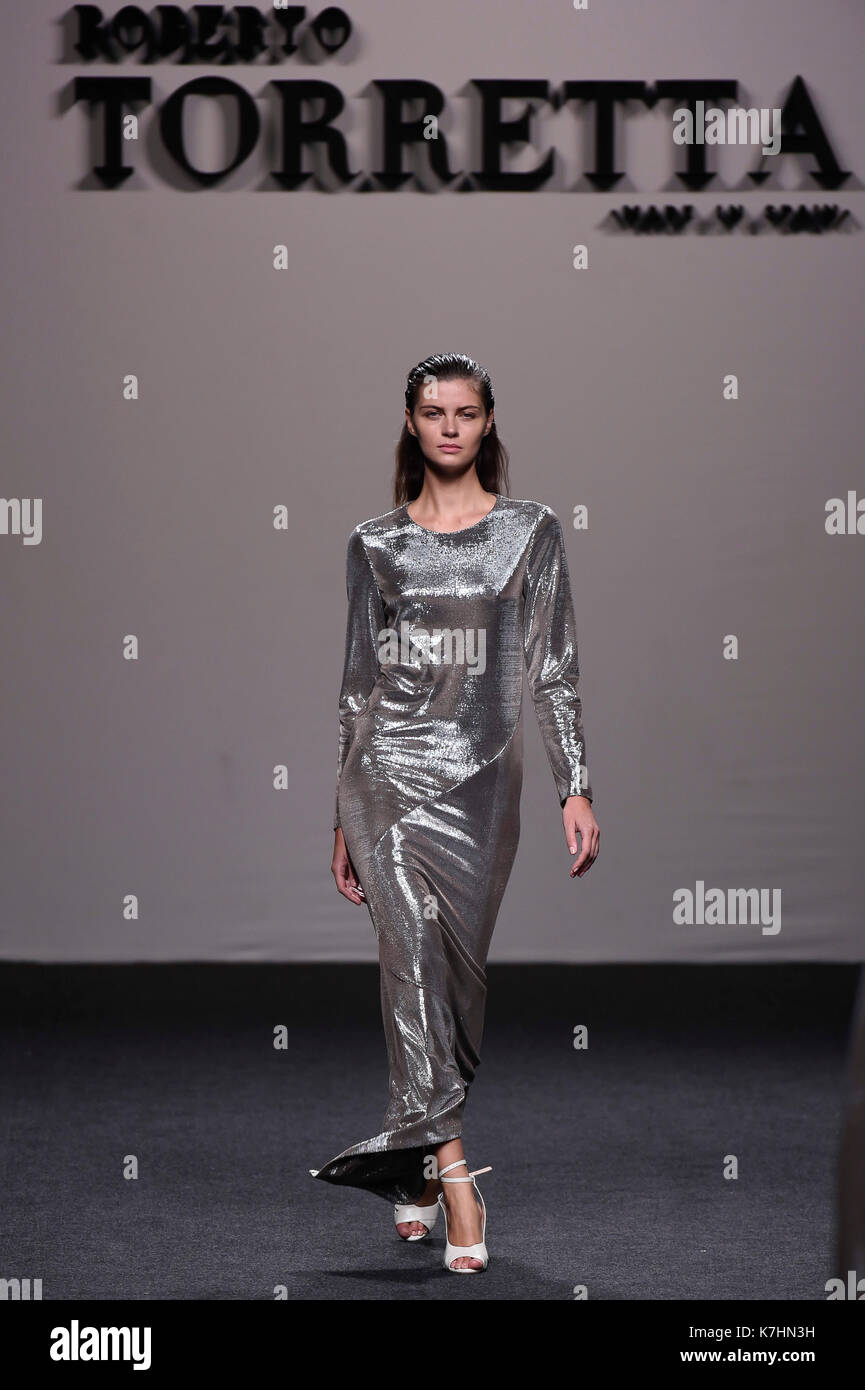 Model wears at collection runway a creation from " Roberto Torretta ...