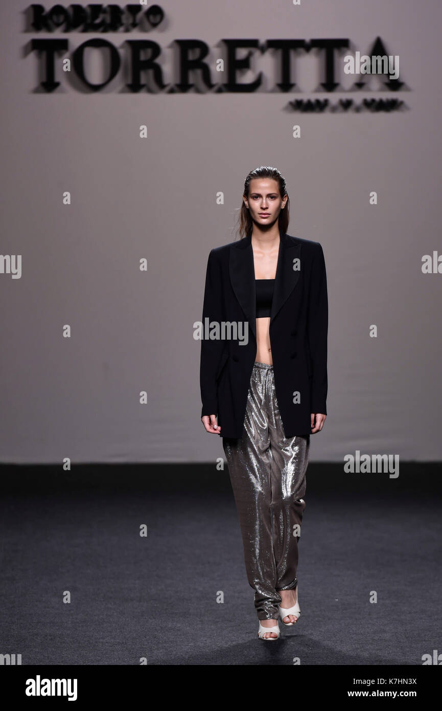 Model wears at collection runway a creation from " Roberto Torretta ...