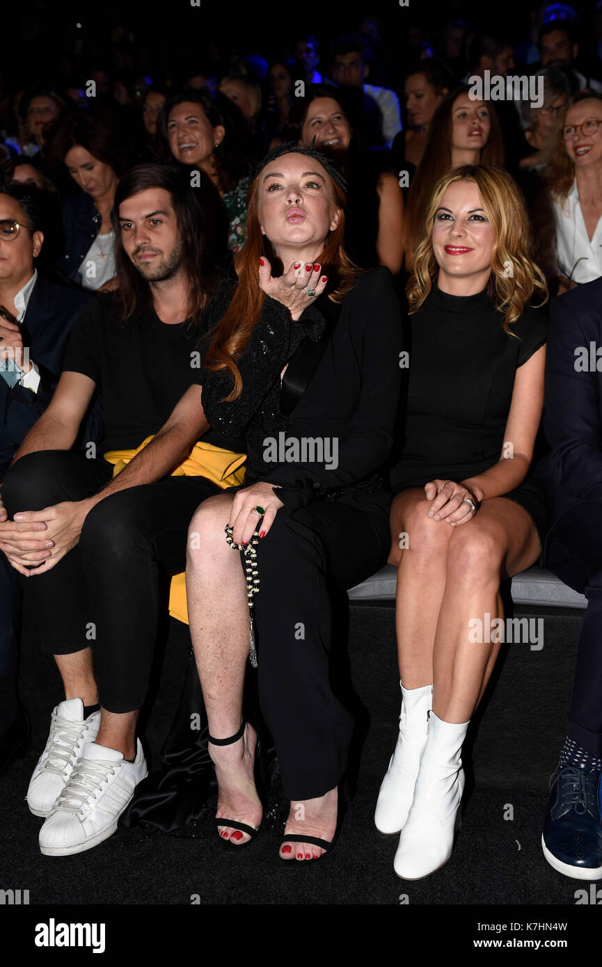 Actress Lindsay Lohan at the front row of Malne collection runway ...