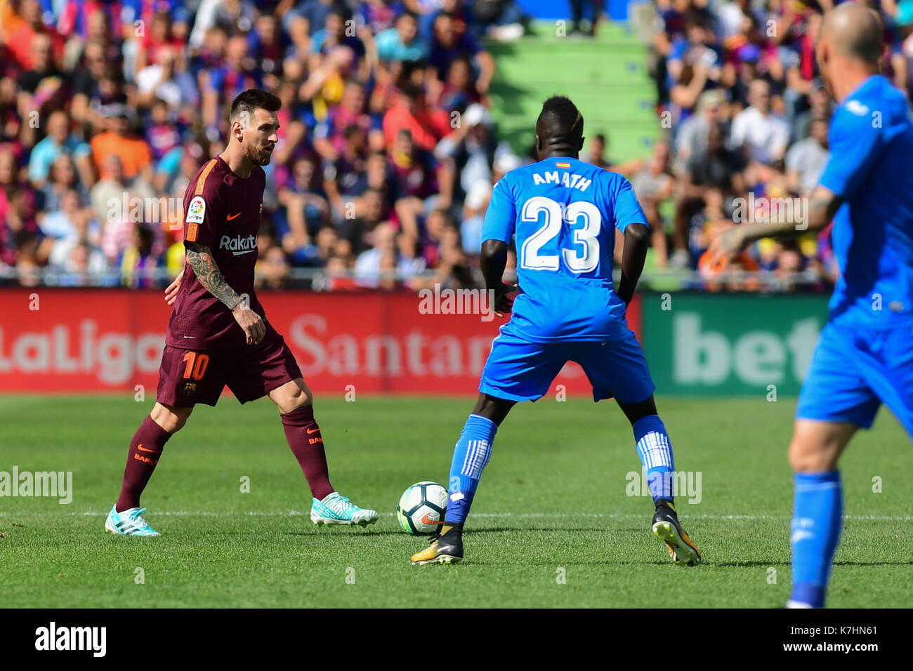 Lionel Messi in action during la Liga game between Getafe CF against FC ...