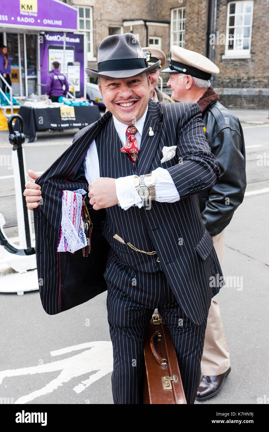 England, Chatham Dockyard. Yearly Salute to the forties event. Smiling ...