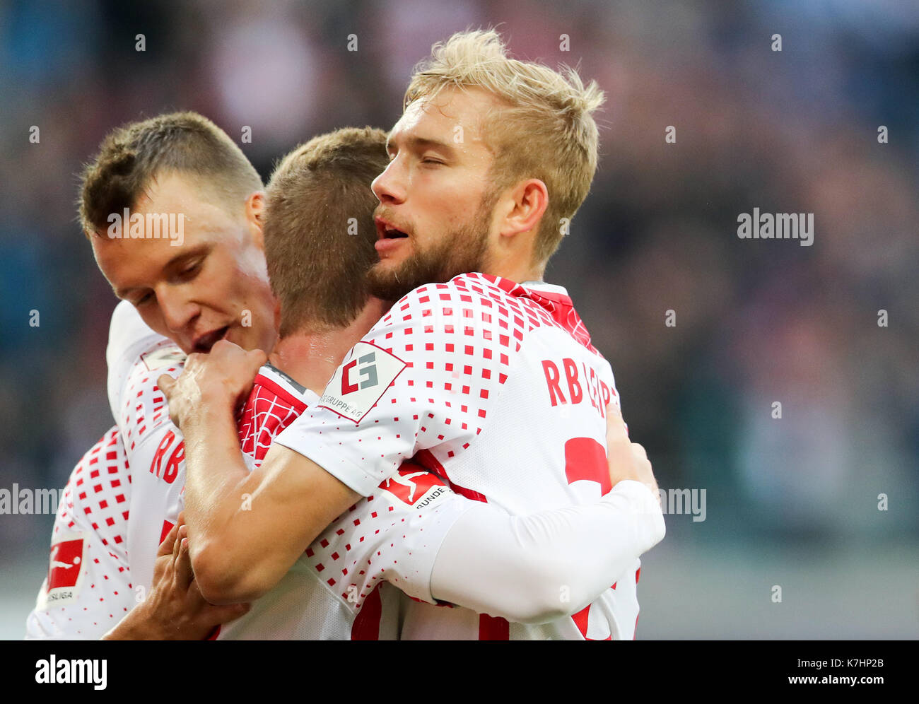 Leipzig, Germany. 16th Sep, 2017. Leipzig's Timo Werner (C), Lukas ...